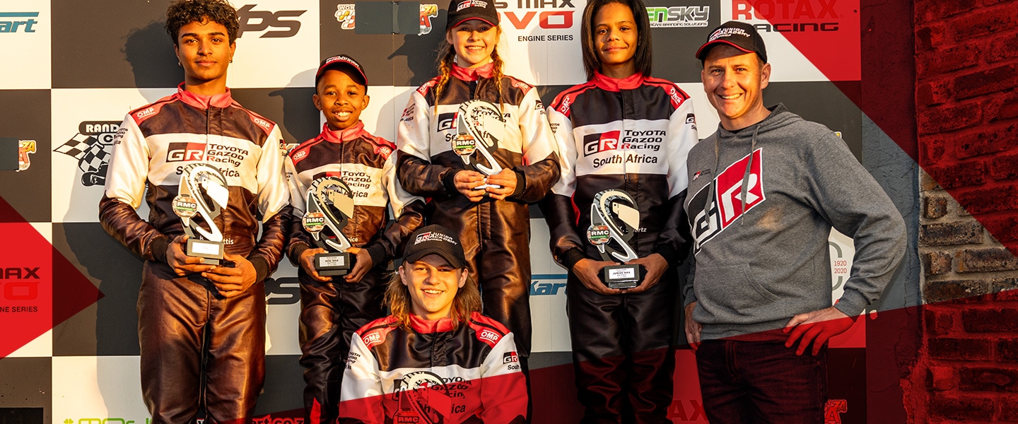 KC Ensor-Smith (seated front) with his Toyota GR Junior Academy teammates