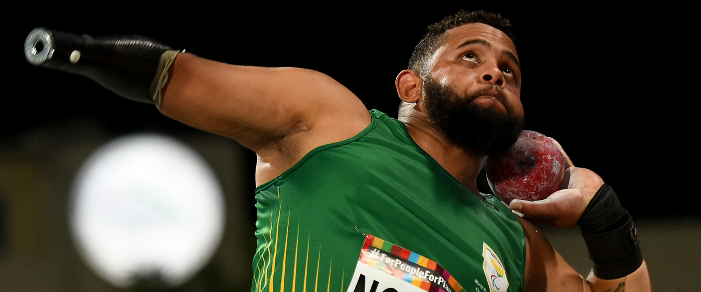 SASAPD athlete Kerwin Noemdo in action doing the shot put
