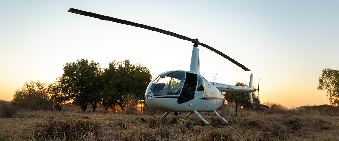The helicopter used to search for and dart the rhinos