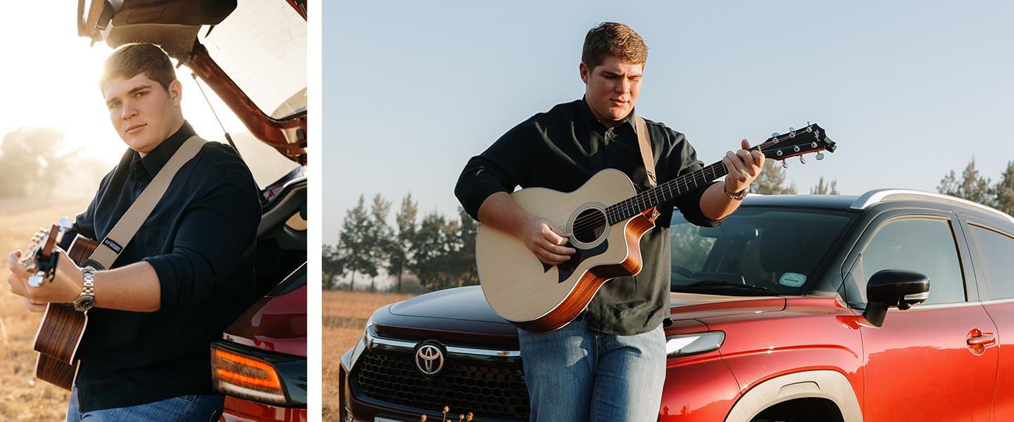 Chris Steyn posing next to the Toyota Starlet Cross